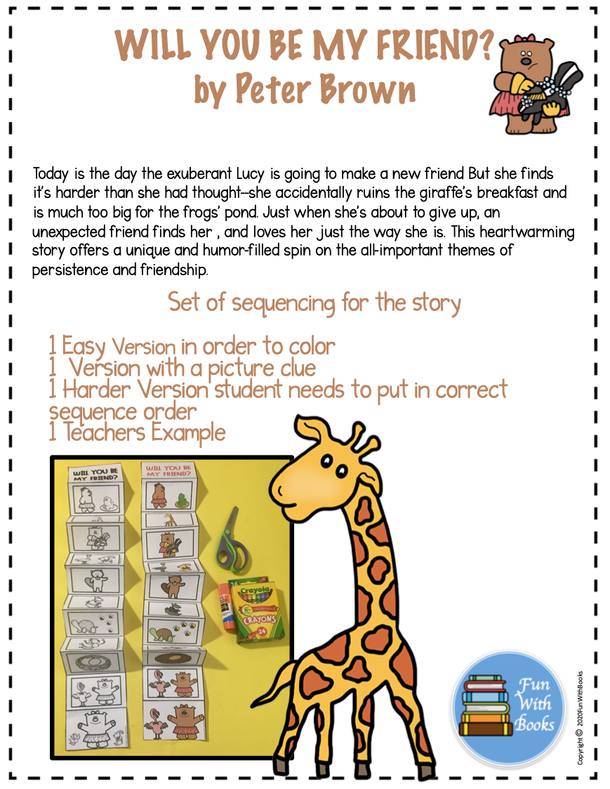 WILL YOU BE MY FRIEND? SEQUENCING ~ Book Units by Lynn
