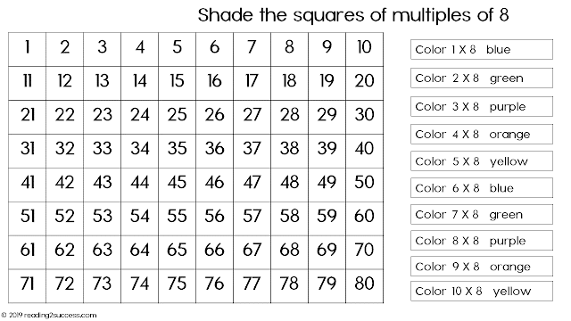 Reading2success: Just Chilling - Practicing Multiples of 8
