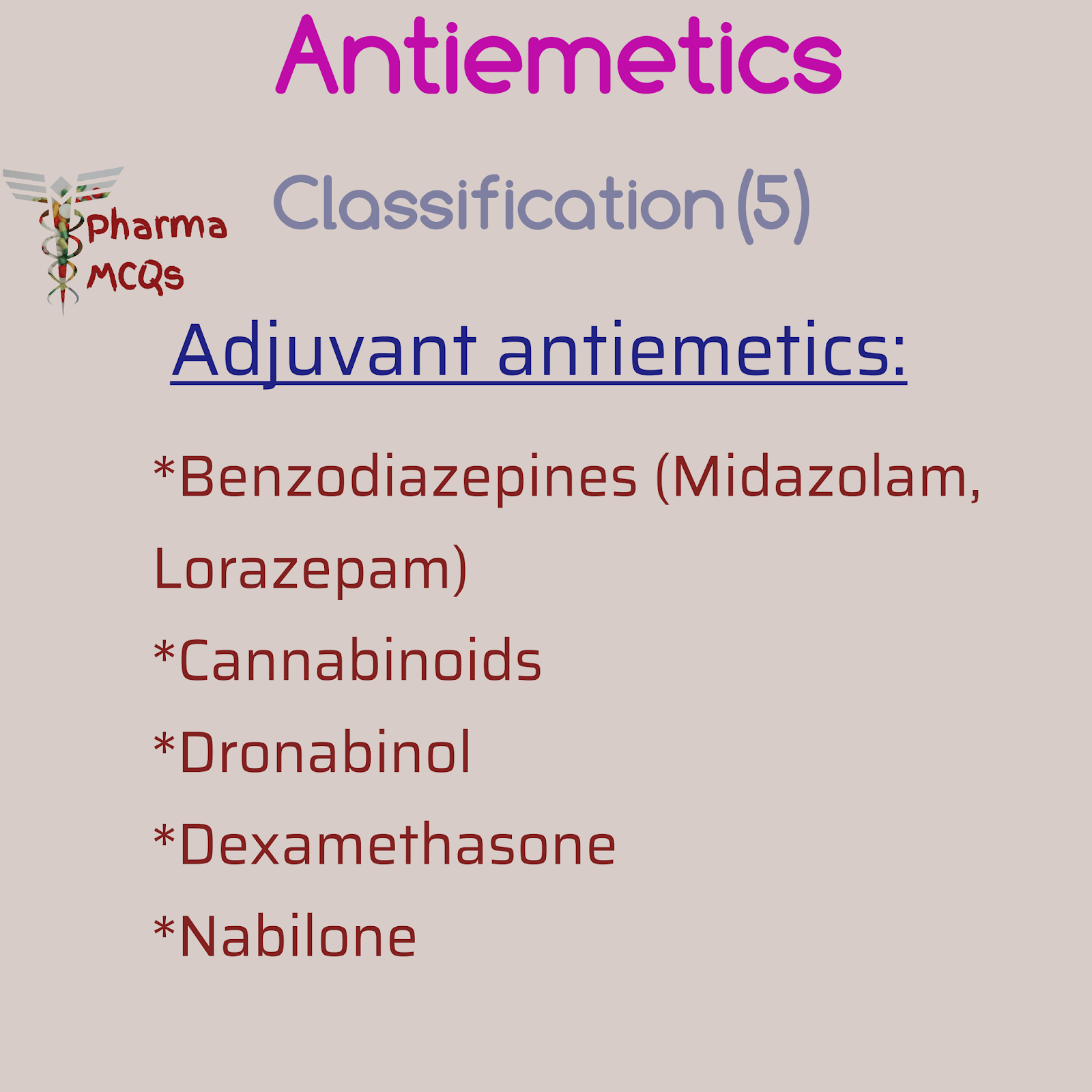 Pharma-MCQs: Classification-Antiemetics