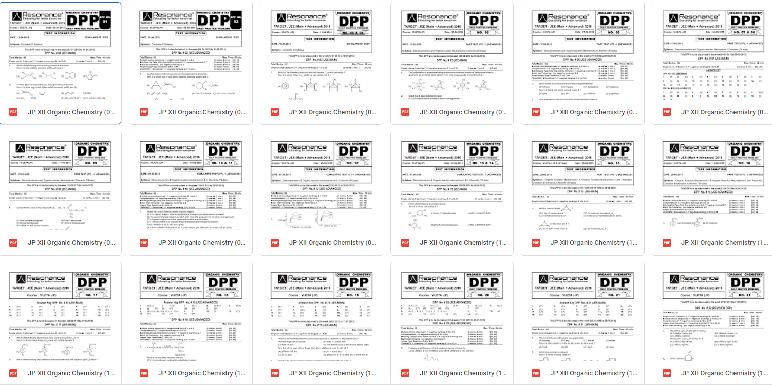 Download Resonance JP Class 12 Chemistry DPPs PDF