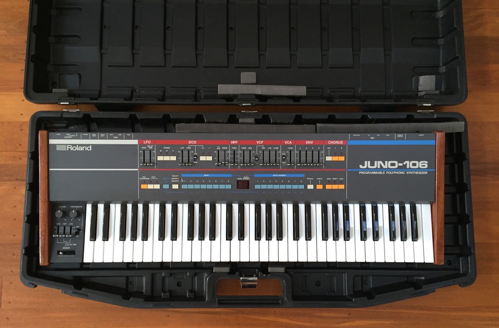 MATRIXSYNTH: Mint Roland Juno 106 with Wood Side Panels