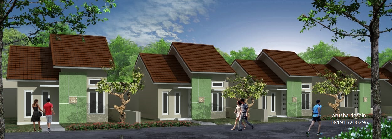 Desain Bangun Perumahan Atap Coklat Dinding Masif - JASA DESAIN MURAH
