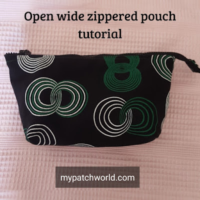 Open wide zippered pouch tutorial | All about patchwork and quilting