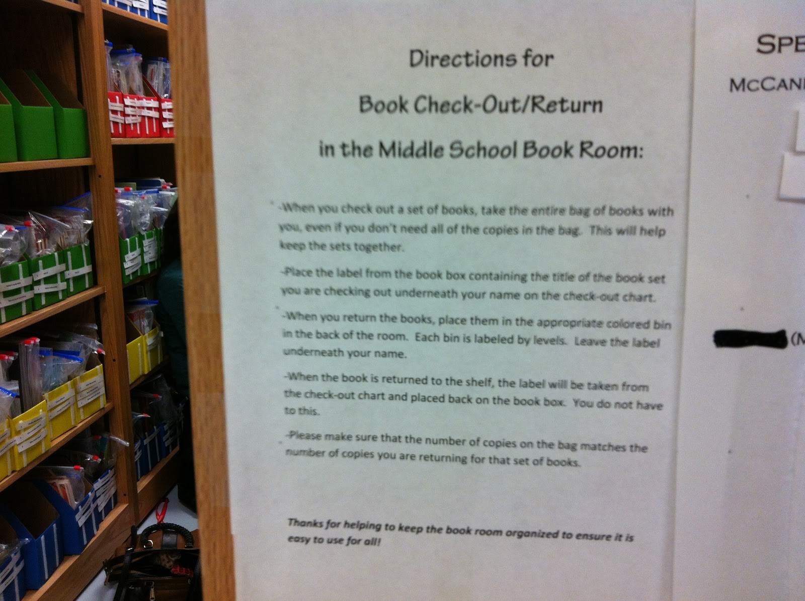 Organization of the Middle School Book Room – The Literacy Effect