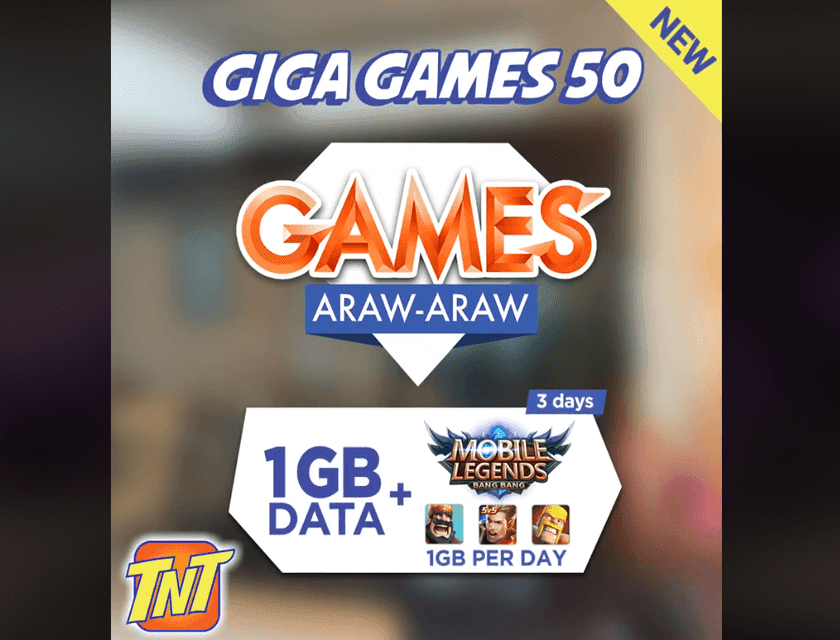 TNT Giga Games 50 - 3 Days Access to Mobile Legends, COC, AOV and Clash ...