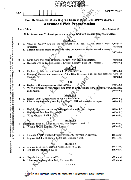 Visvesvaraya Technological University MCA. (CBCS) Fourth Semester 16 ...