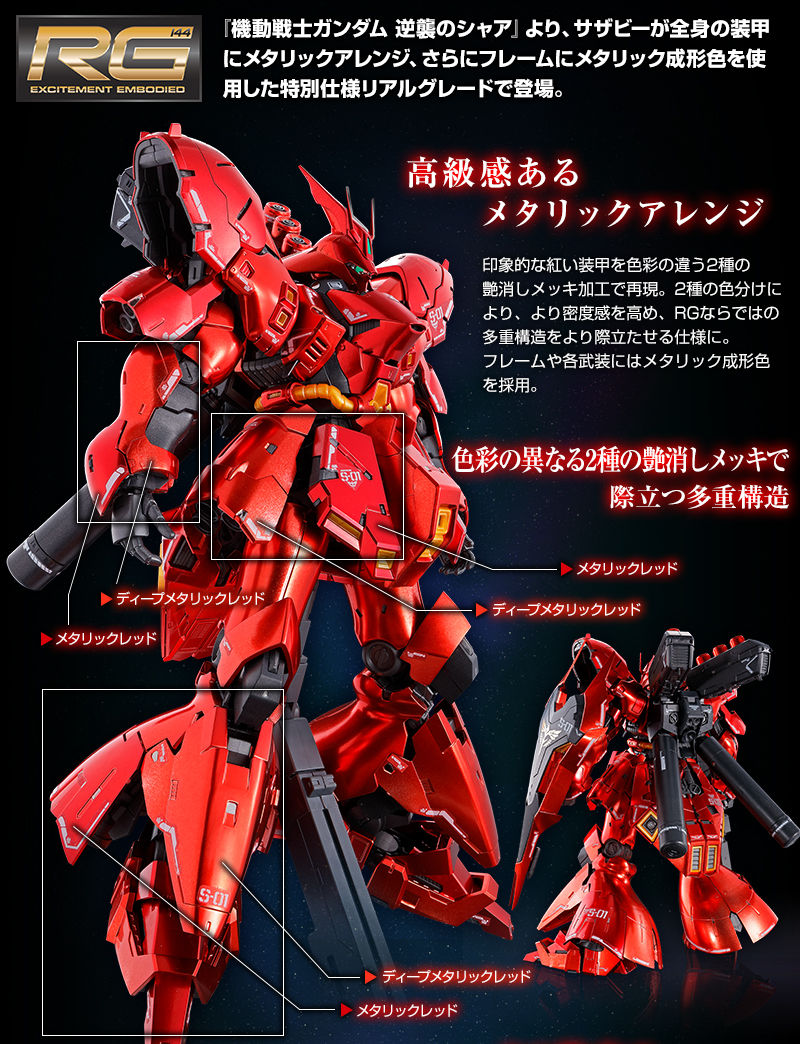 P-Bandai: RG 1/144 MSN-04 Sazabi [Special Coating] - Release Info