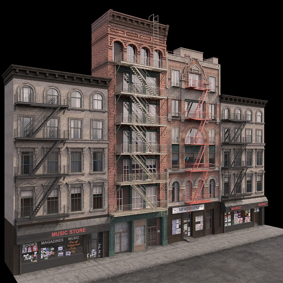 New York Brooklyn buildings fasads 3d model