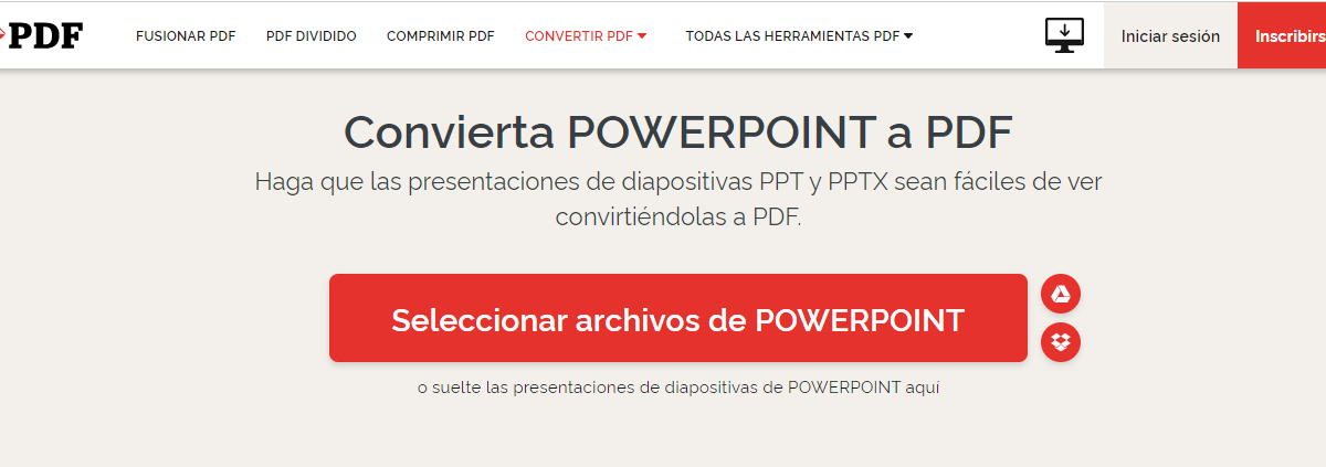 Convertir Powerpoint a PDF con iLovePDF