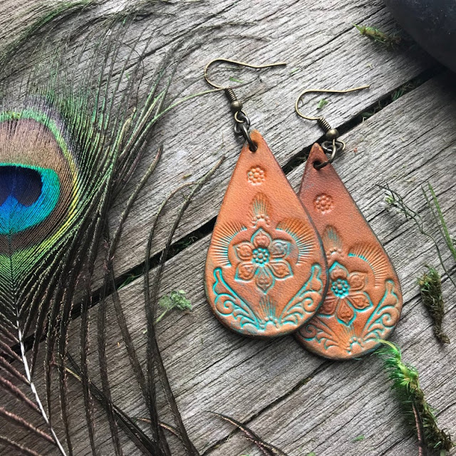 Hand Tooled and Dyed Leather Jewelry by RedPonyLeatherGoods / The ...