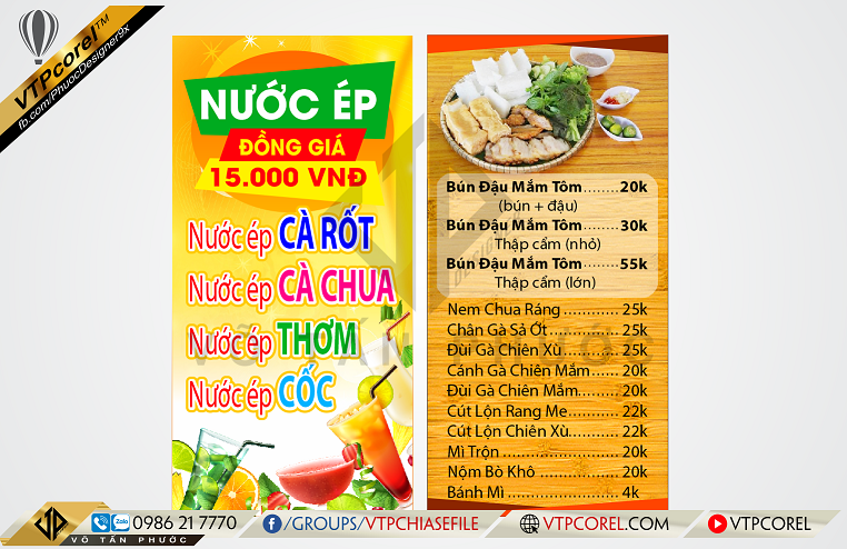 Share Mẫu Menu Nước ép Trái Cây Bún đậu Mắm Tôm Cdr12 Vtpcorel Vtpcorel Dv Thương Mại