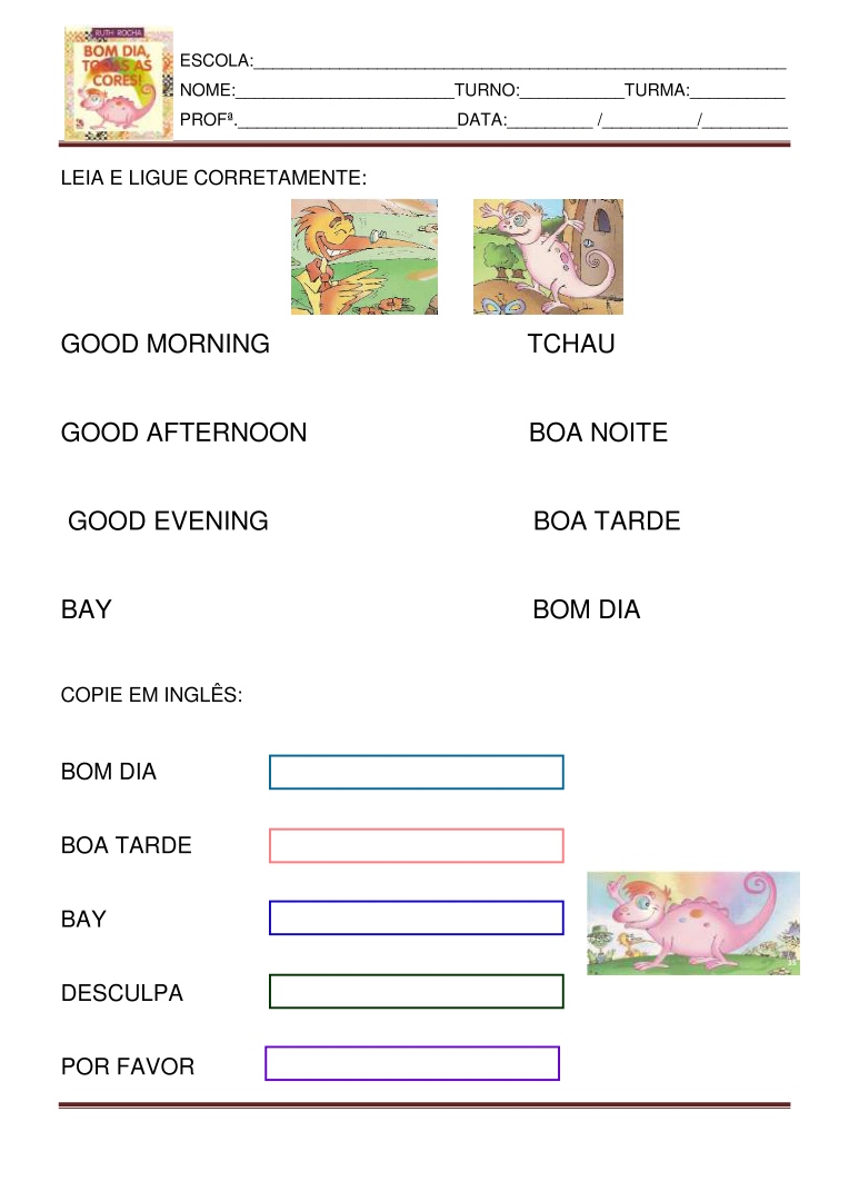 Atividades do livro "Bom dia, todas as cores! ~ Atividades