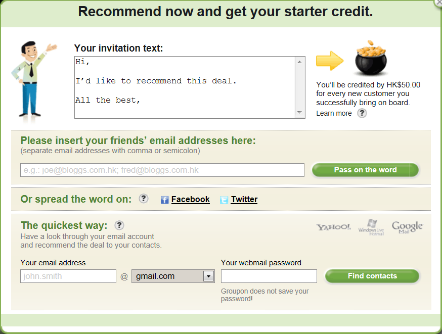 Viral Marketing: Example of Incentivised viral - Groupon