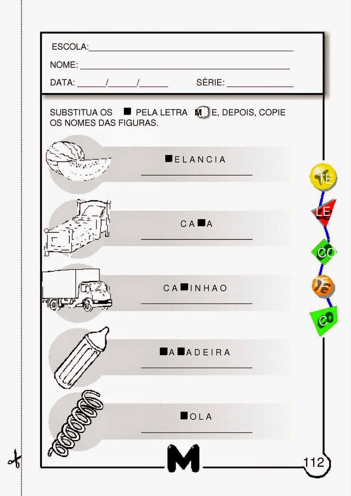 Atividades com a letra M para Educação Infantil