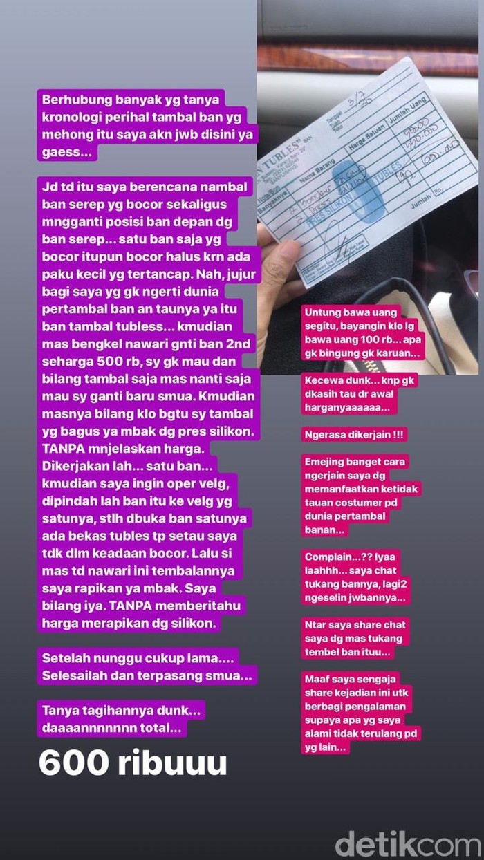 Viral..!!!, Tambal Ban Rp 600 Ribu, Ini Penjelasan Pemilik Bengkel