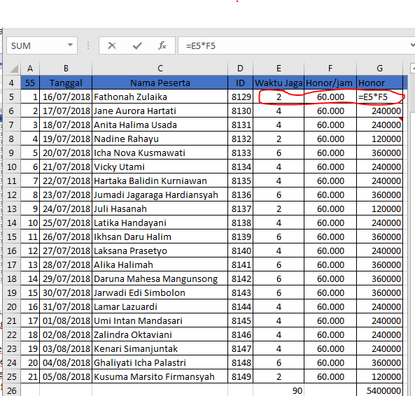 EXCEL- Turorial Excel Lengkap Membuat Rumus Dengan Formula Excel 1 ...