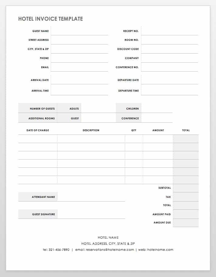 Hotel Room Bill Format In Word - Invoice Template