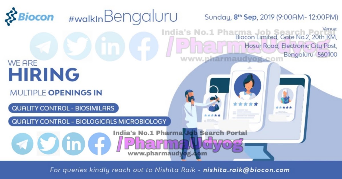 Biocon Biologics | Walk-in interview for Quality control | 8 September ...