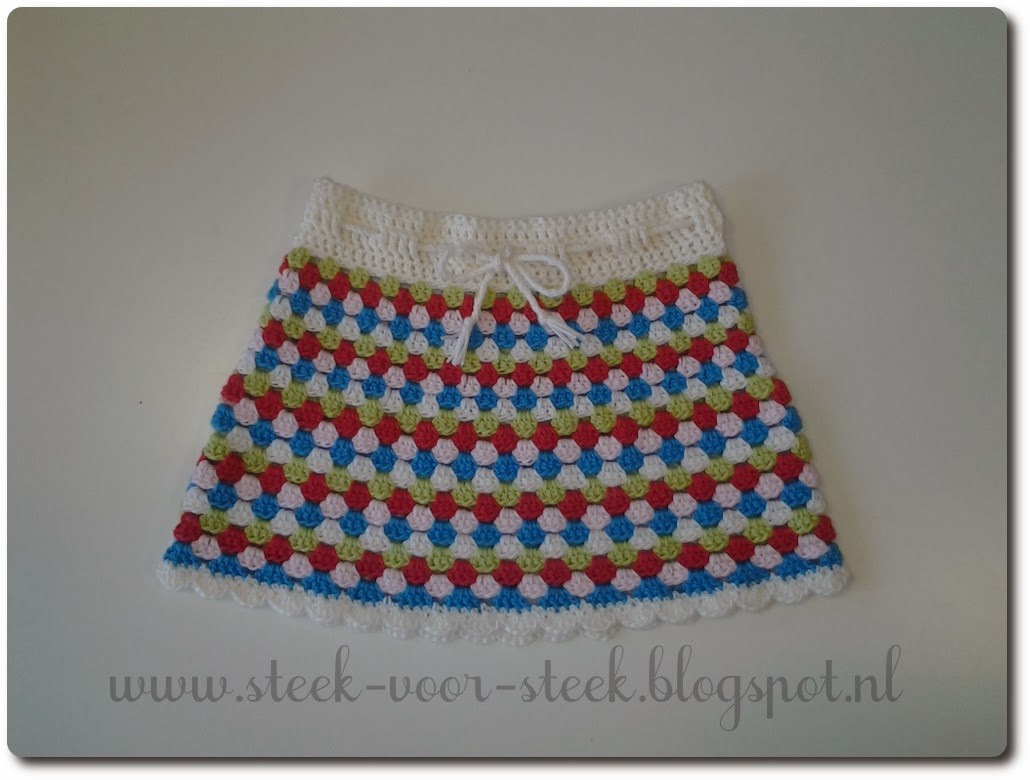 Steek voor steek: Patroon voor rokje in granny-stripe