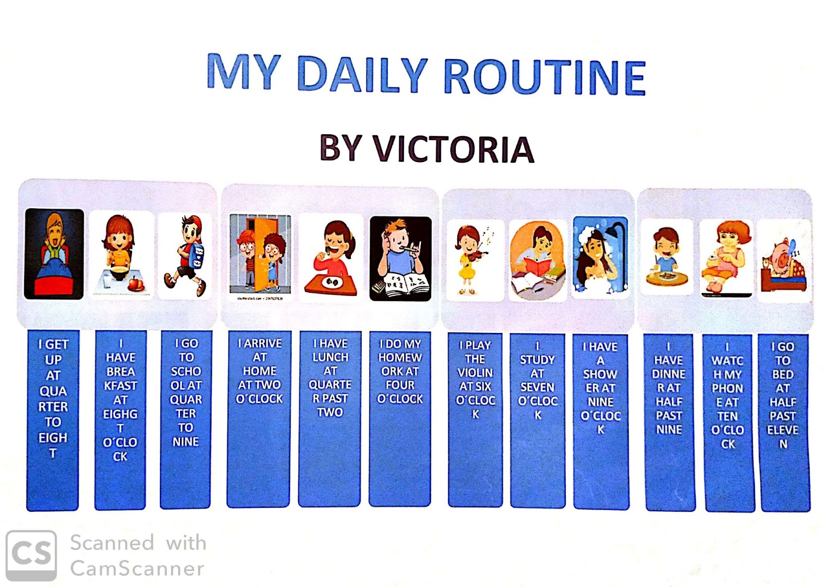 Pop into the English bubble: CHALLENGE. TIMELINE ABOUT YOUR DAILY ROUTINE