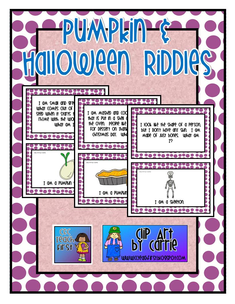 Clip Art by Carrie Teaching First: Pumpkins & Halloween Riddles