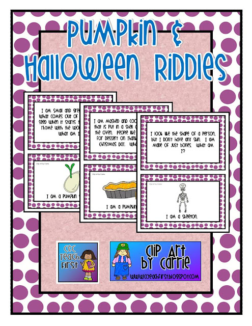 Clip Art by Carrie Teaching First: Pumpkins & Halloween Riddles