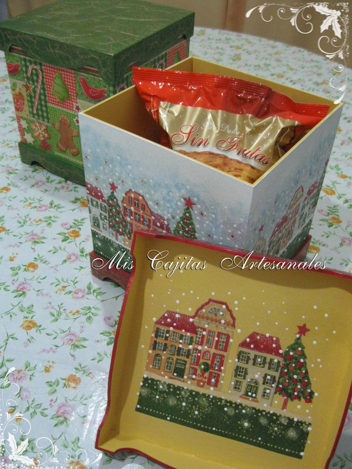 Mis Cajitas Artesanales: Cajas Navideñas Porta Pan Dulce