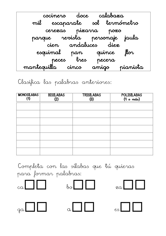 RECURSOS EDUCATIVOS PRIMARIA: CLASES DE PALABRAS SEGÚN EL NÚMERO DE ...