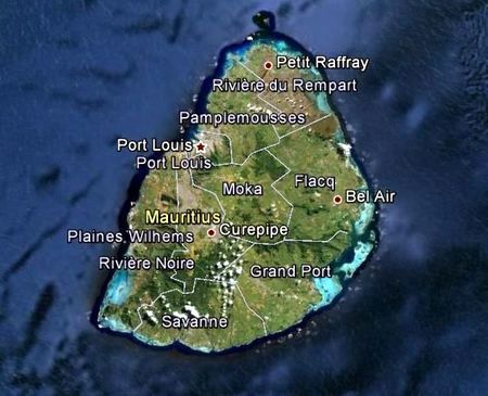 ile Maurice package tours: L'ile Maurice par Google earth