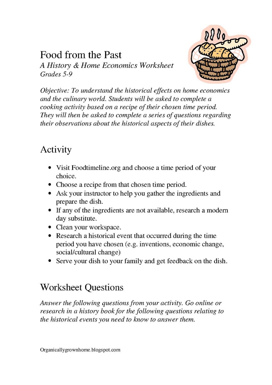 Organically Grown Home: Cooking from the Past: FREE Homeschool History ...