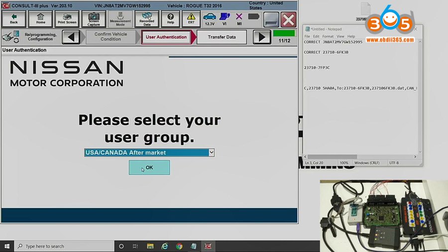 Nissan Used PCM Programming Bench Connection - Auto Diagnostic Tool ...