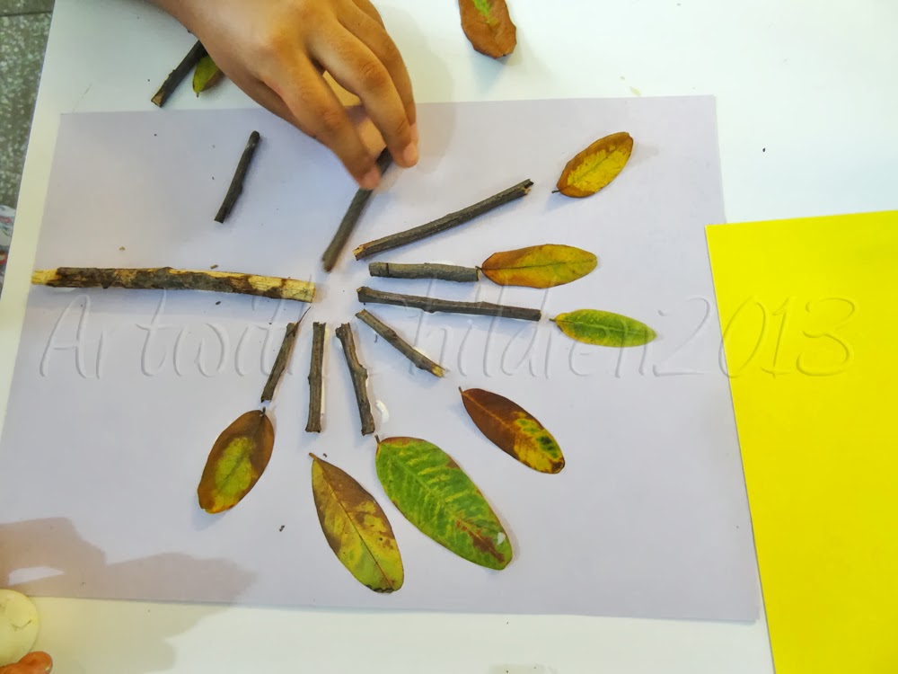 Make a tree using twigs and leaves -Think-Pick-Create projects