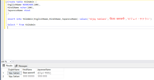 SQL SERVER : Store Multilingual (Hindi, Japanese etc.) data in Table ...