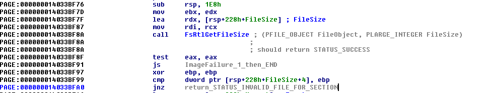 Malformed PE Header Kernel Denial Of Service
