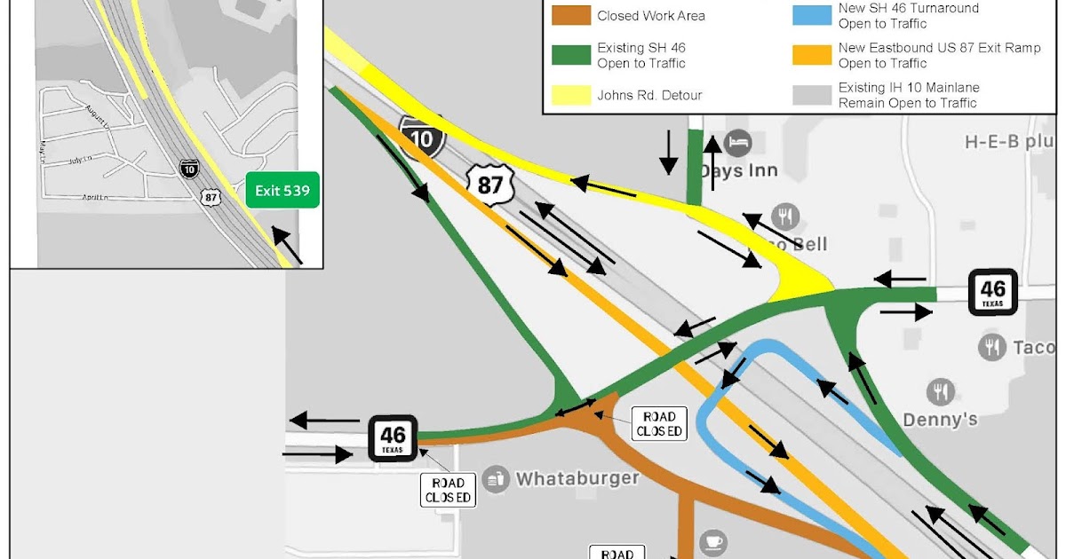 Go Ahead!: MAJOR CLOSURE OF EASTBOUND I-10 FRONTAGE ROAD AT SH 46