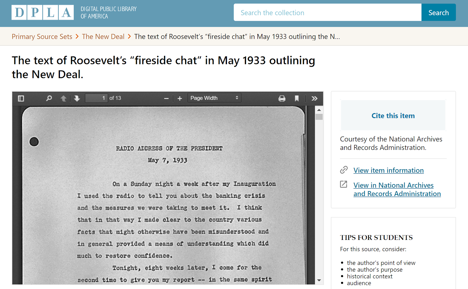 Great Sets of Primary Source Documents for U.S. History Lessons - Free ...