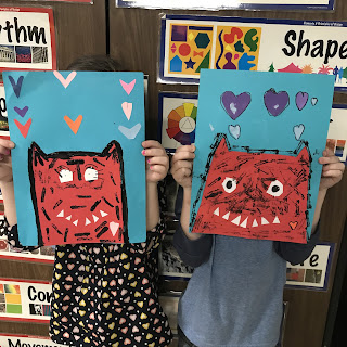 Elements of the Art Room: 1st grade Love Monsters