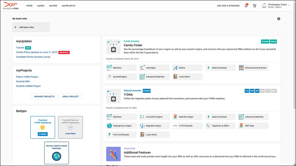 The GENES Blog: FamilyTreeDNA releases new dashboard look