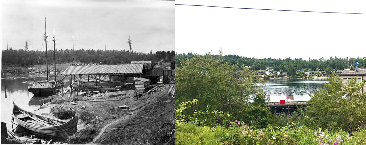 Washington Shorelines Now and Then: Ballard Boat Works 1905 and Present
