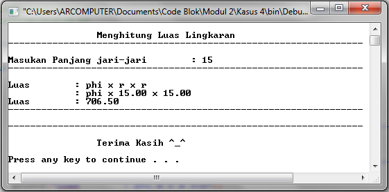 Program Menghitung Luas Segitiga dan Luas Lingkaran dalam Bahasa C