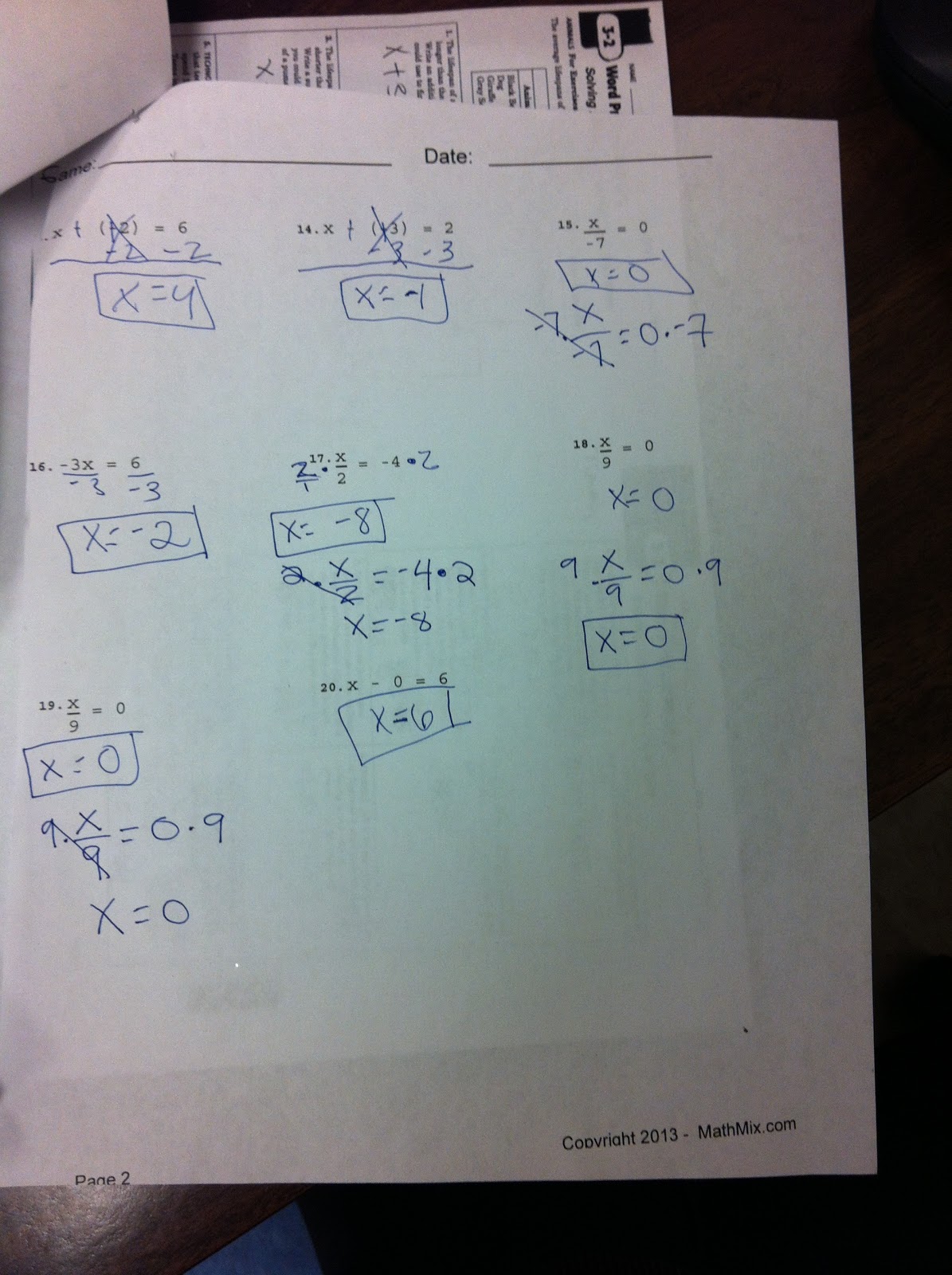 Mrs. Bates' Math Bits : One-Step Equation Study Guide Answers!