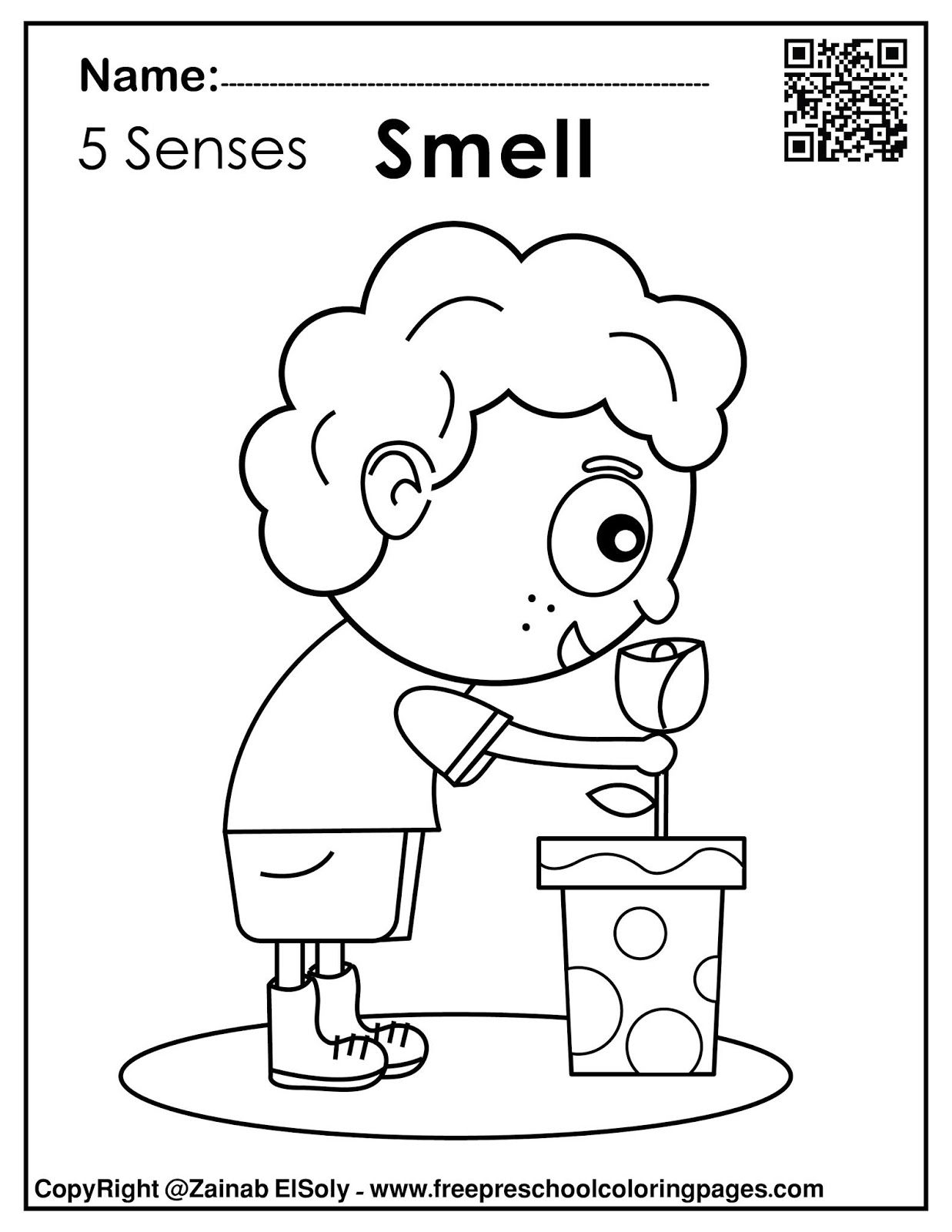 5 Senses Coloring Pages Sketch Coloring Page