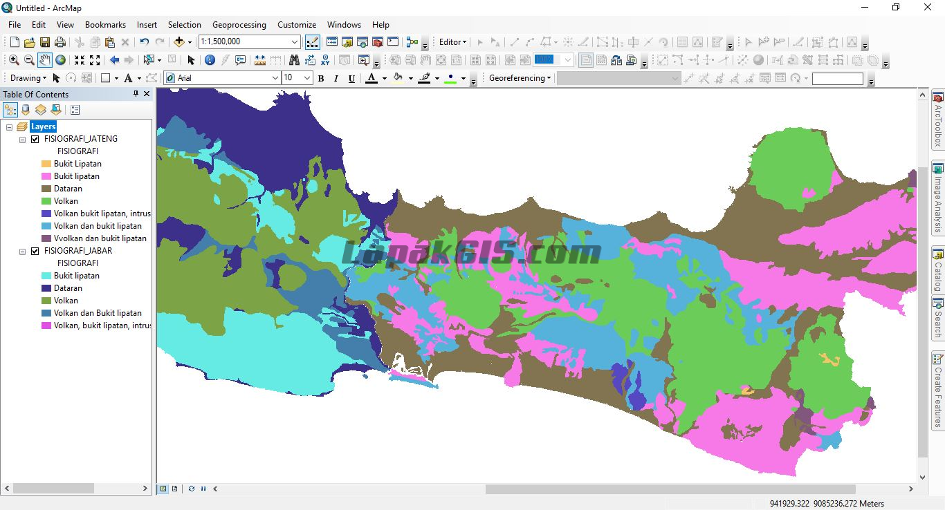 Shapefile Peta Fisiografi Pulau Jawa - SHP Gratis - Lapak GIS