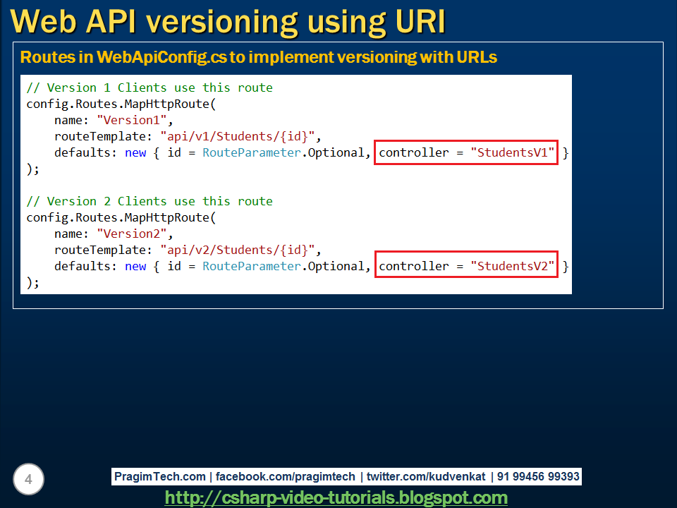 Sql Server Net And C Video Tutorial Web Api Versioning Using Uri