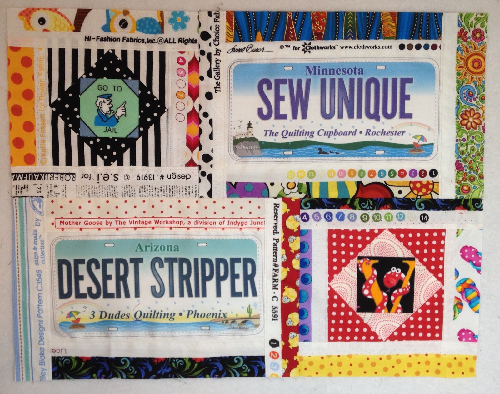 Susan's Quilt Creations: More Blocks for 2015 License Plate Quilt