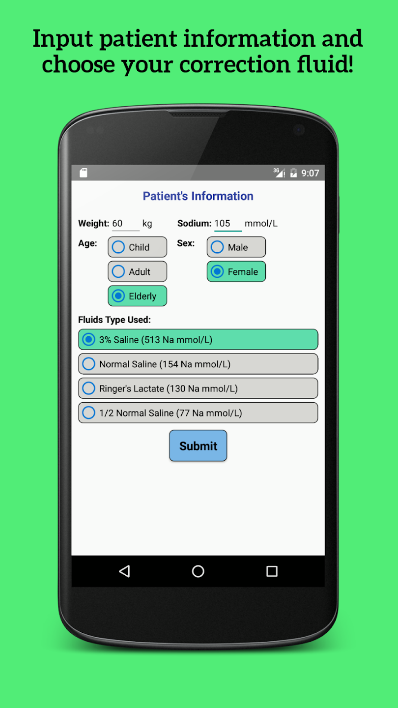 Hyponatremia Correction Calculator: Sodium Tracker ~ iMedical Apps