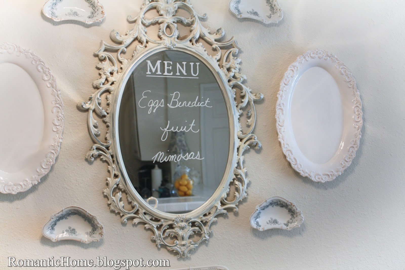 My Romantic Home: Mirror Menu Board - Show and Tell Friday