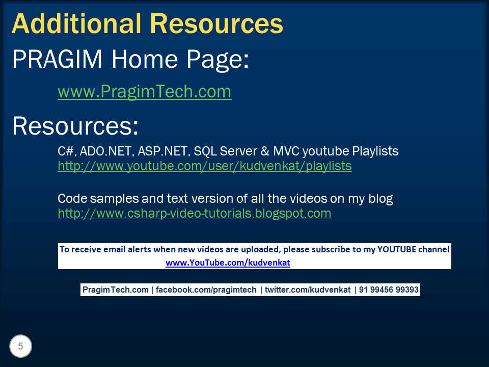 Sql Server Net And C Video Tutorial Angular Cli Ng Serve Options Slides