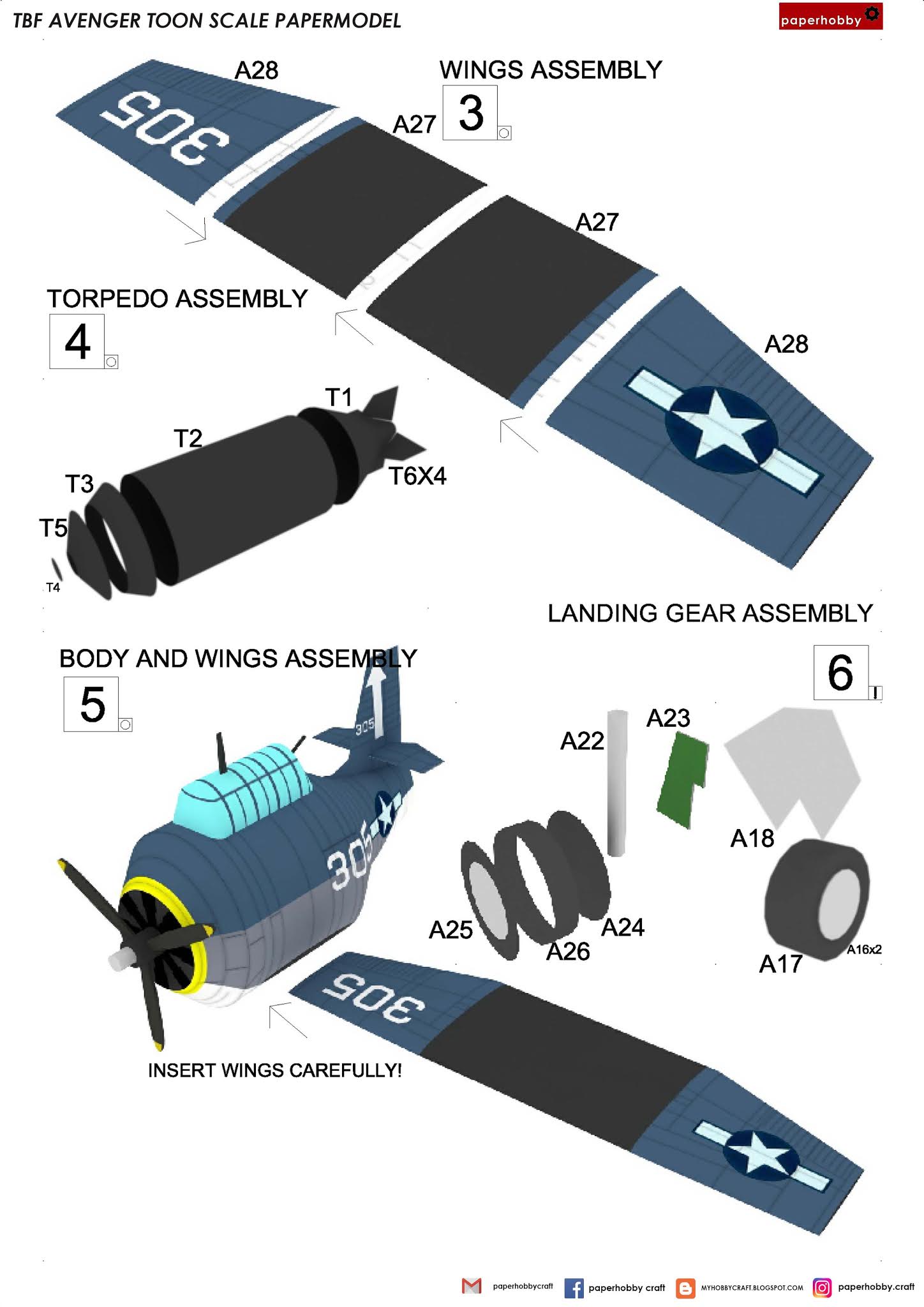 paperhobby: GRUMMAN TBF AVENGER TOON SCALE PAPERMODEL