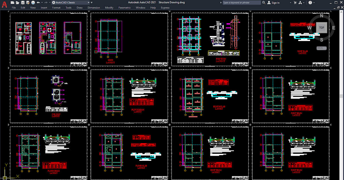 RCC Frame Structure House Plan [DWG]